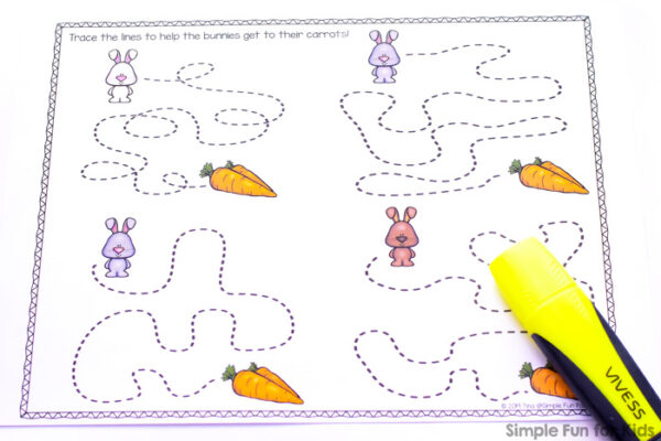 Bunny Tracing Practice Printable - VIP Version - Simple Fun for Kids Shop
