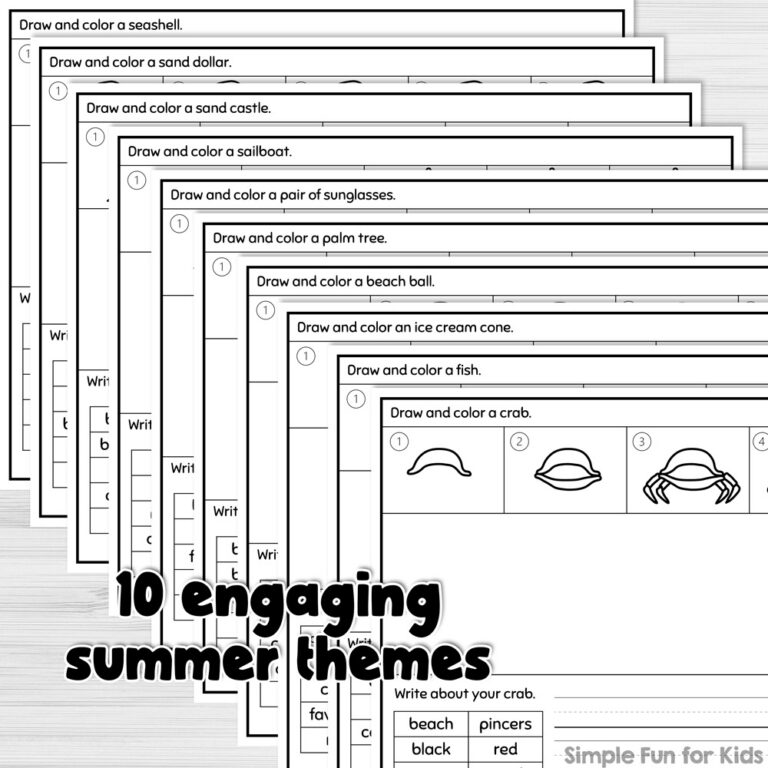 Summer Directed Drawings: Differentiated Draw and Write Worksheets ...